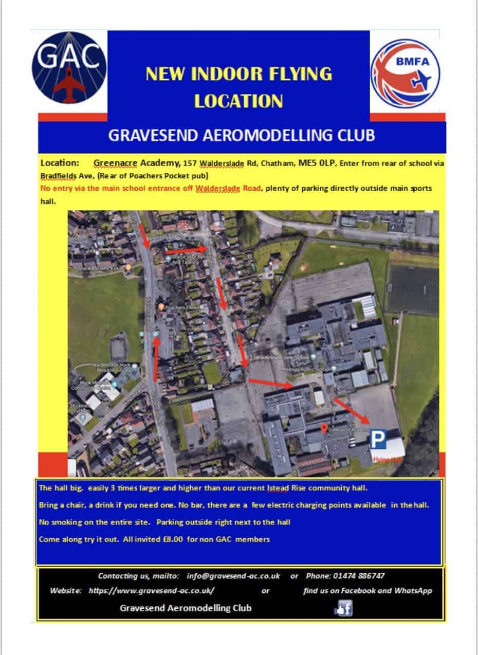 Indoor flying at new Gravesend AC venue - Bickley Model Flying Club